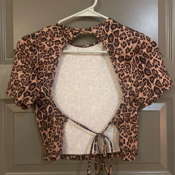 SHEIN | Tops | Cheetah High Neck Open Back Crop Top | Poshmark